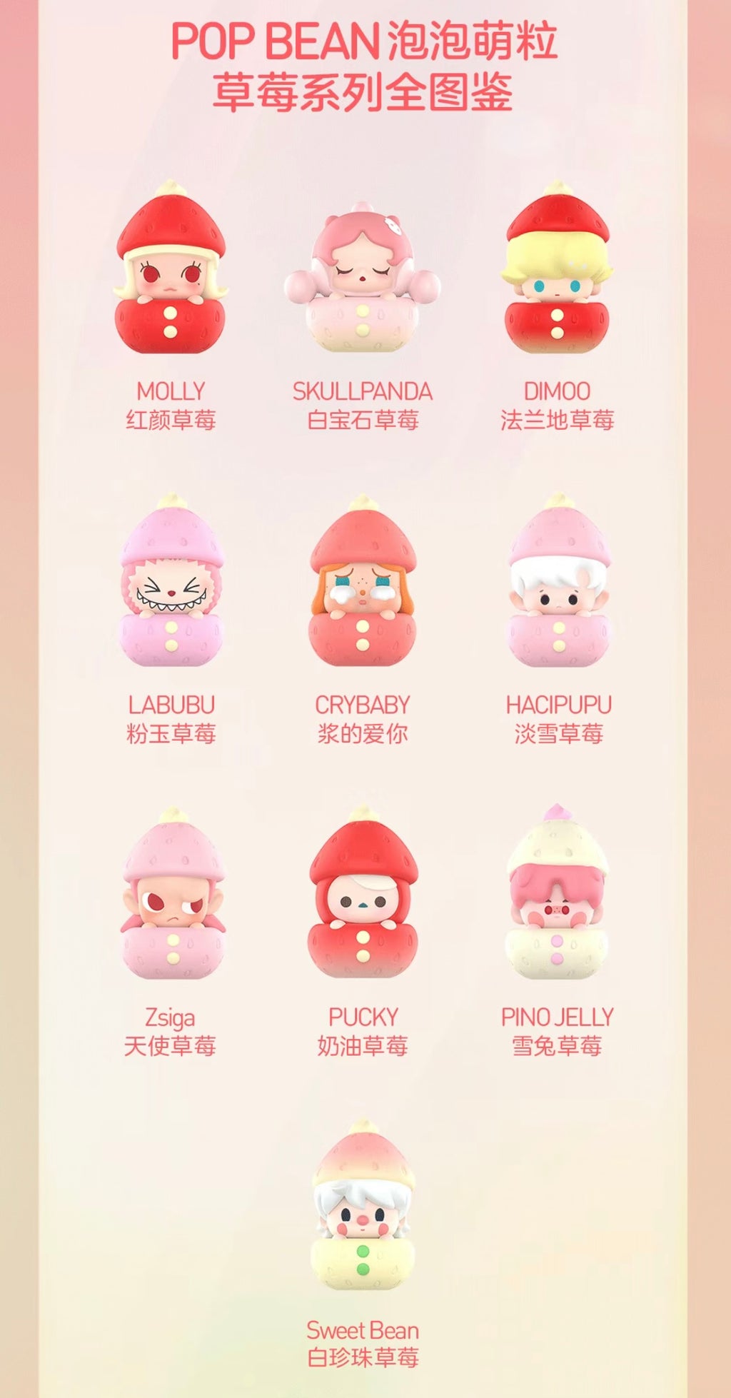 POPMART Strawberry Bean Miniature Series – ToyDonutShop